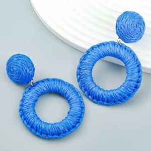 Jewelry | Blue Rattan Wicker Bohemian Hoop Earrings Boho Beach Summer ...